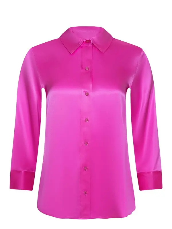 L'Agence Dani Silk Blouse Top - Fuchsia