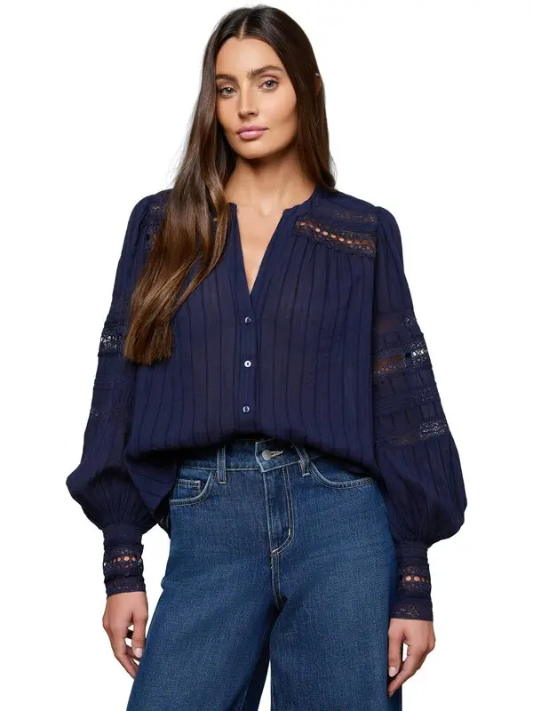 L'Agence Kiera Blouse Top - Navy