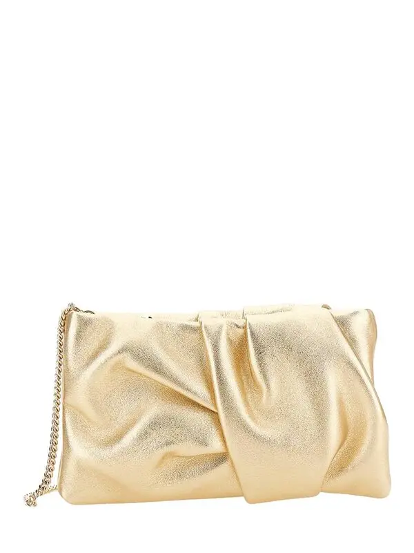 JIMMY CHOO Gold-tone Clutch With Chain Shoulder Strap - Grey