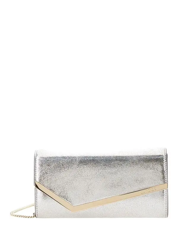 JIMMY CHOO Emmie Clutch With Chain - Grey