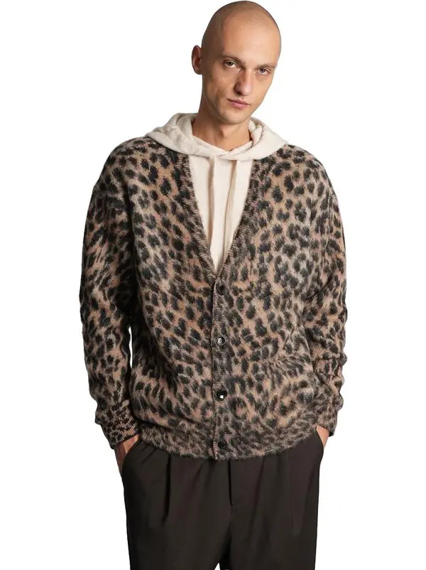 LANEUS Animalier Wool Cardigan - Multicolor