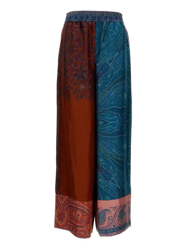 PIERRE-LOUIS MASCIA Printed Silk Palazzo Trousers - Multicolor