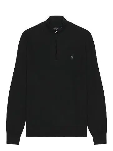 Polo Ralph Lauren Mesh-knit Cotton Quarter-zip Sweater - Black