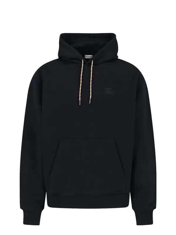 Burberry Hoodie With Check Patch - Black