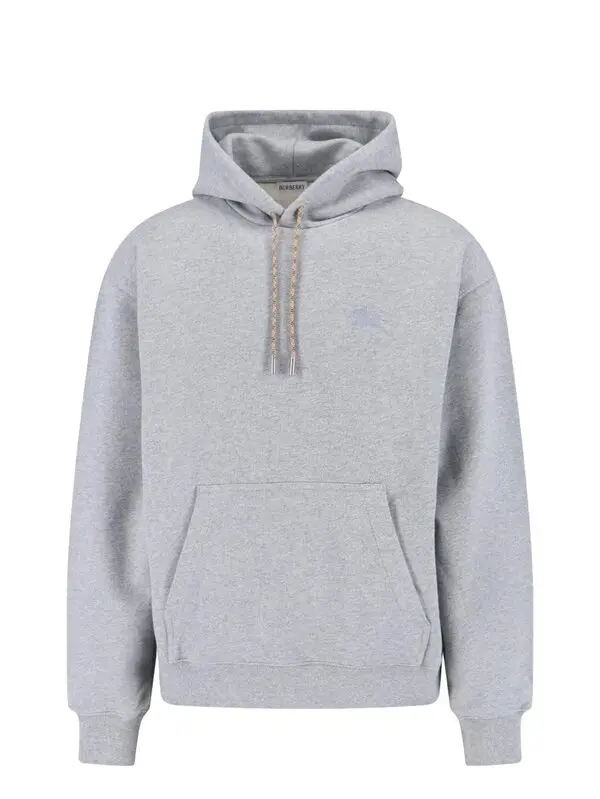 Burberry Hoodie With Check Patch - Gray