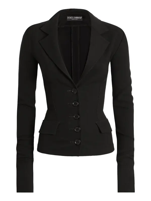 Dolce & Gabbana Single-breasted Wool Canvas Jacket - Black