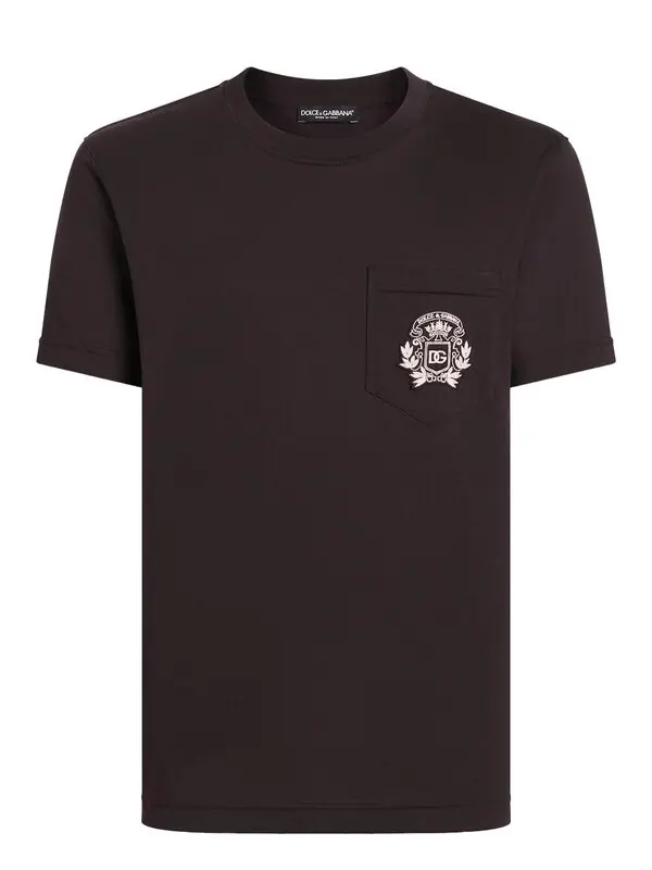 Dolce & Gabbana Cotton T-shirt With Embroidery - Brown