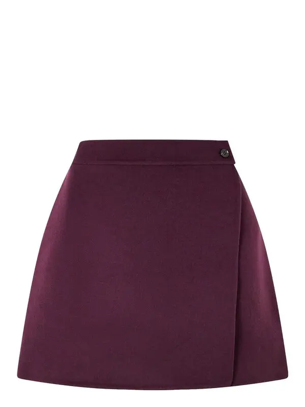 LESET Noah Wool And Cashmere-blend Mini Wrap Skirt - Burgundy