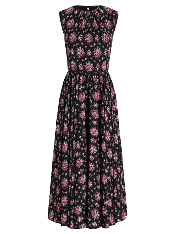 Dolce & Gabbana Small Flower Bouquets-print Charmeuse Dress - Multicolor