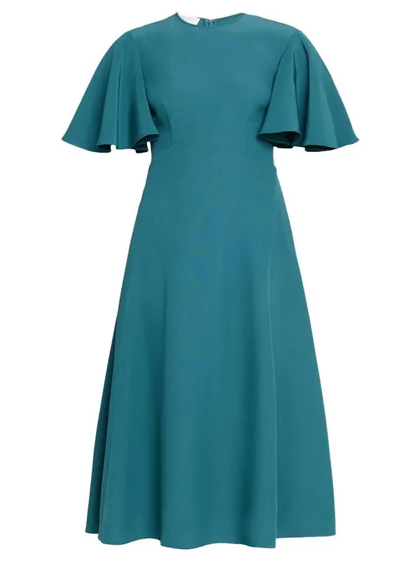 Michael Kors Flutter-sleeve A-line Midi Dress - Teal