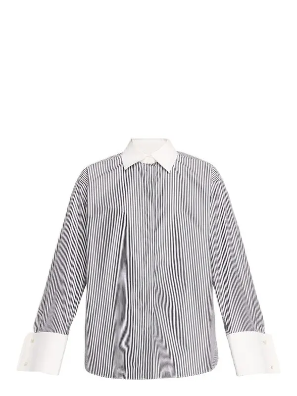 Michael Kors Striped Oversized Button-down Shirt - Midnight