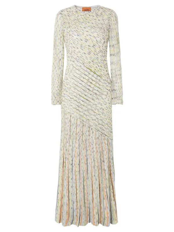 Missoni Draped Striped Sequined Ribbed-knit Maxi Dress - Multi