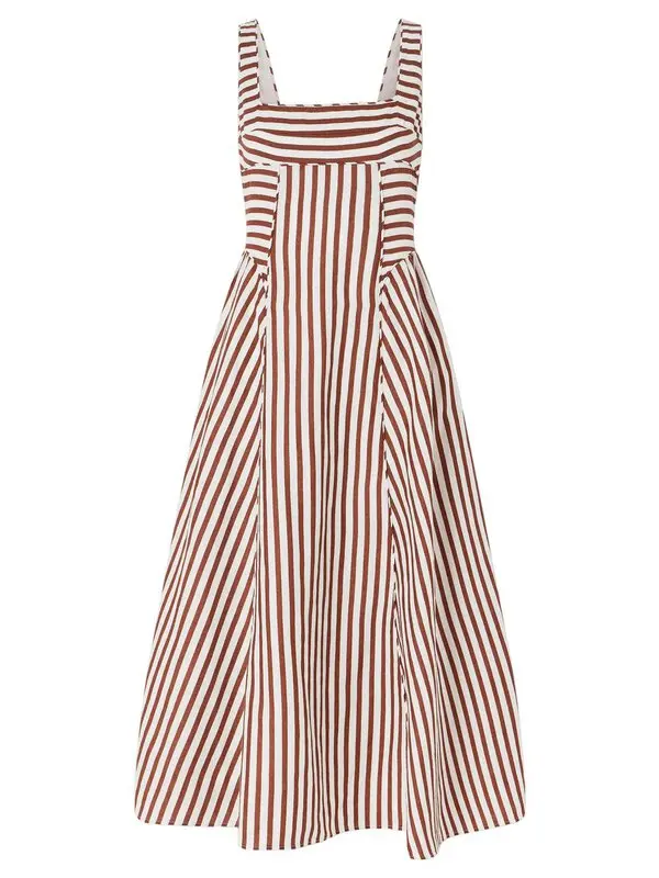 Cult Gaia Carla Cutout Striped Woven Midi Dress - Burgundy