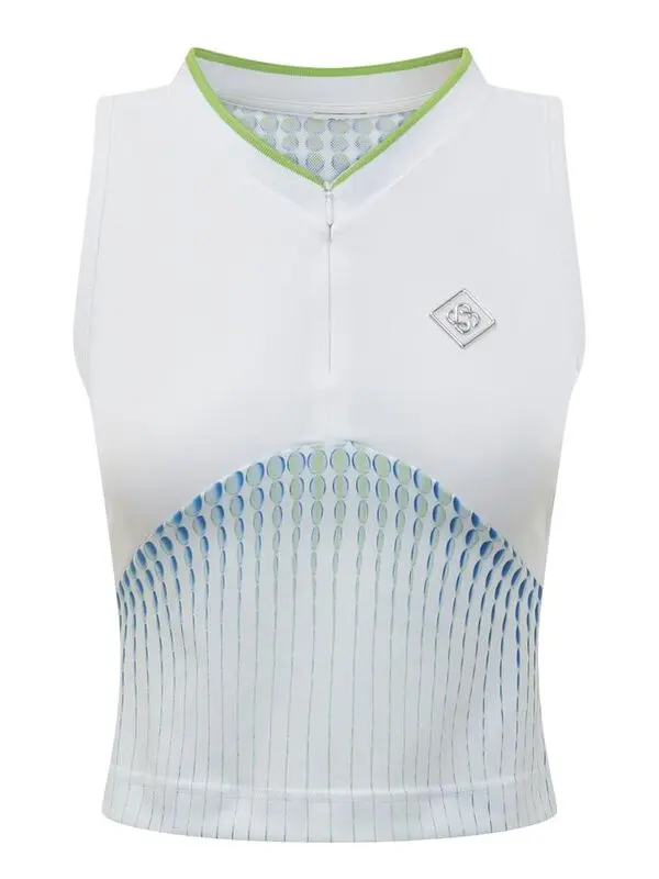 Casablanca Technical Tennis Racer Top - White