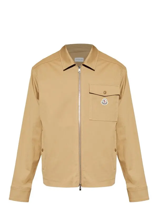 Moncler Jacket With Logo Patch - Beige