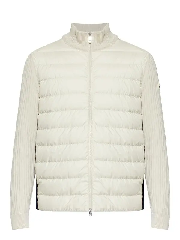 Moncler Quilted Front Cardigan - Cream
