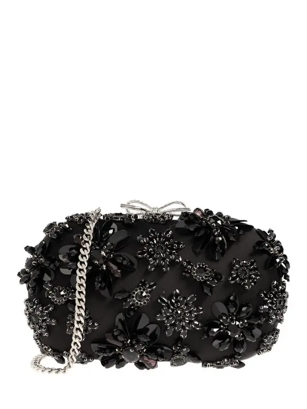 SELF-PORTRAIT Clutch With Crystal Embellishments - Black