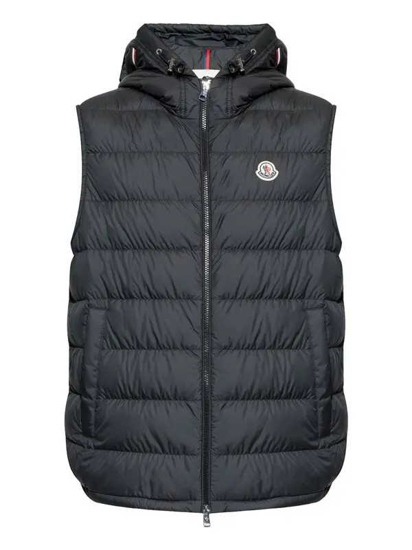 Moncler Quilted Down Vest With Hood - Black