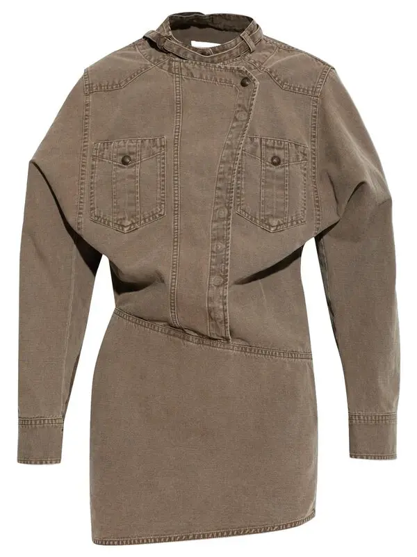 MARANT ETOILE Nourina Denim Mini Dress - Brown
