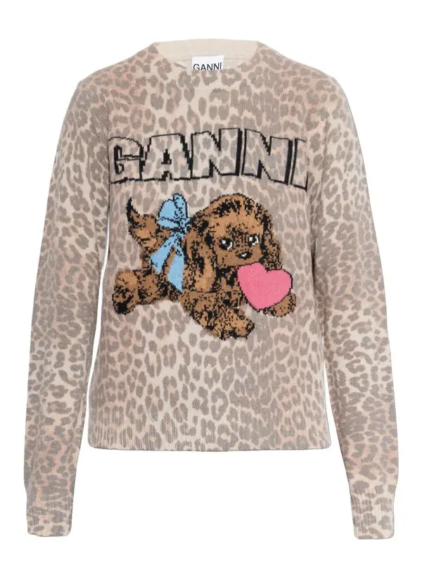 GANNI Animal Motif Sweater - Brown