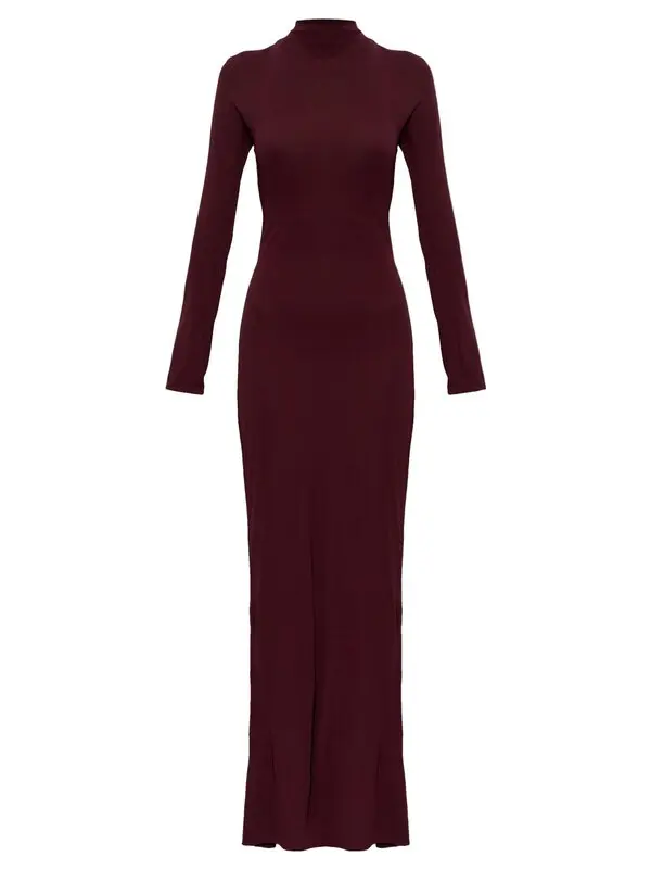 Alaïa Maxi Dress With Long Sleeves - Burgundy