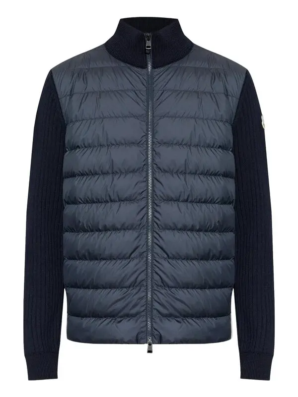 Moncler Cardigan With Down Front - Navy Blue