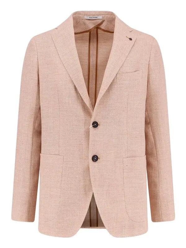 Tagliatore Singlebreasted Linen And Virgin Wool Blazer - Orange