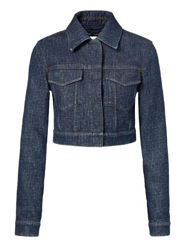 Fendi Padded Ff Motif Denim Jacket - Blue