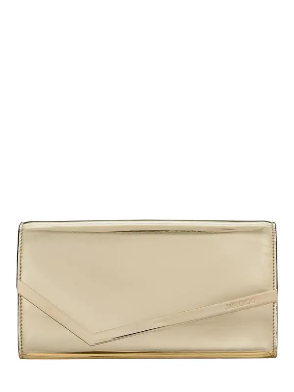 JIMMY CHOO Emmie Metallic Leather Clutch - Gold