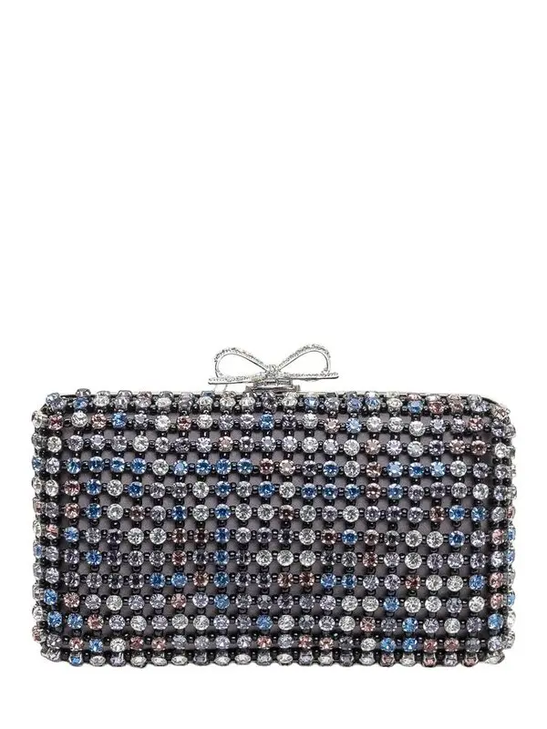 SELF-PORTRAIT Metallic Mesh Effect Clutch With Jewel Clasp - Black