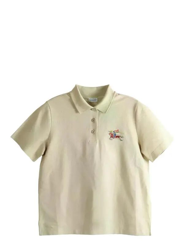 Burberry Embroidered Logo Polo Shirt - Neutrals
