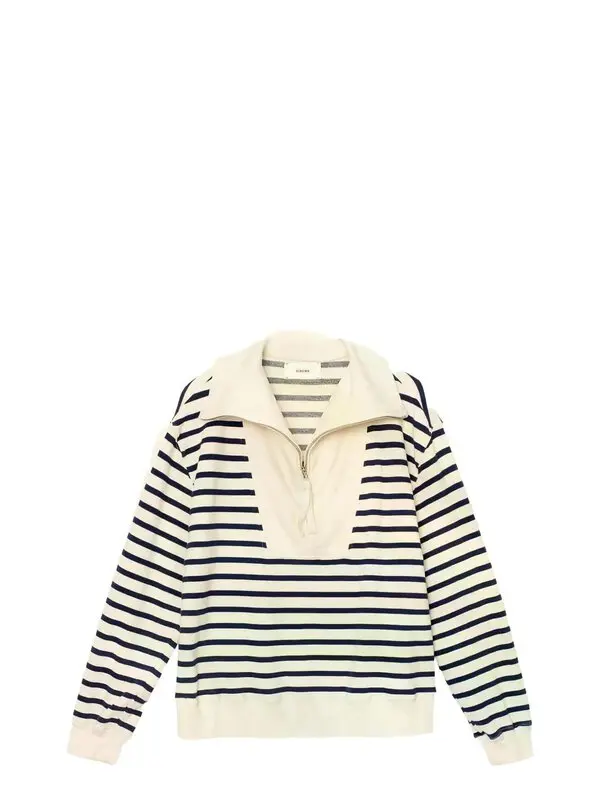 Xirena Kat Striped Half-zip Sweatshirt - Neutrals