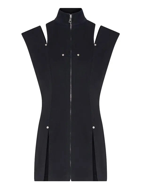 Jean Paul Gaultier Overdyed Denim Mini Dress With Slit Detail - Navy