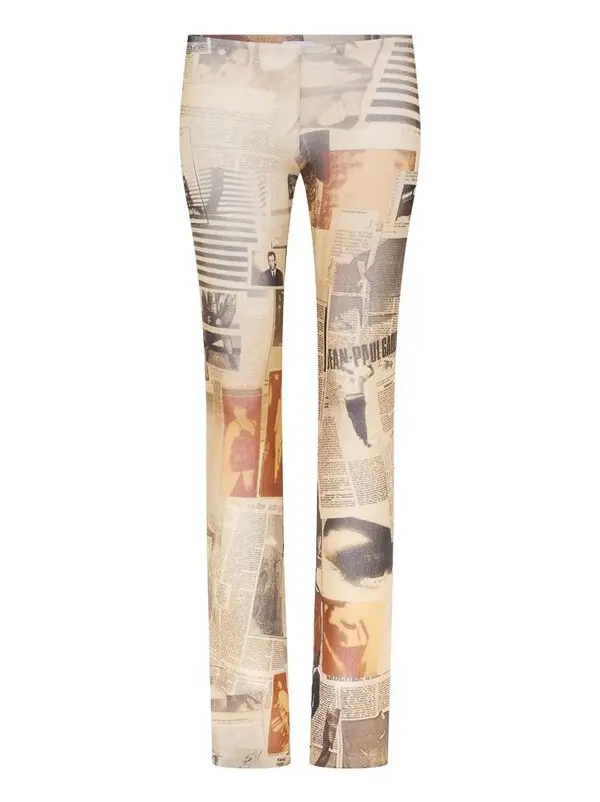 Jean Paul Gaultier Journal Print Mesh Trousers - Multi