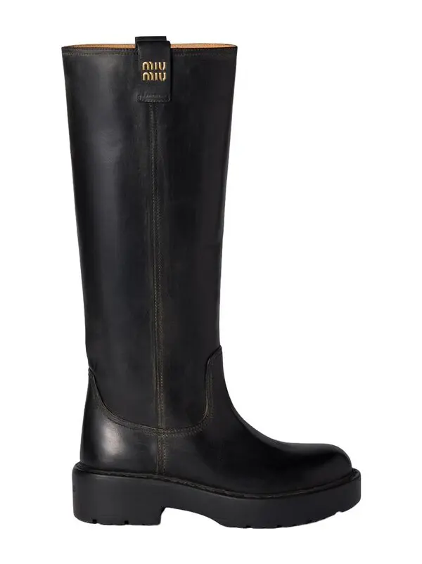 Miu Miu Leather Boots - Black