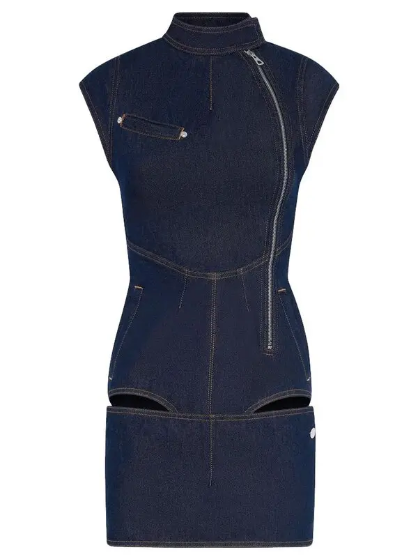 Jean Paul Gaultier Zipped Denim Dress - Blue