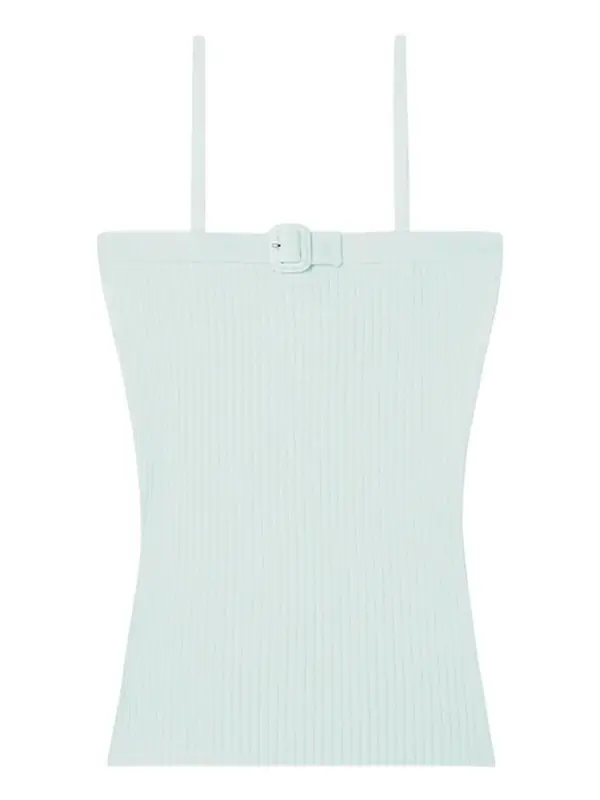 COURRÃ¨GES Buckle Rib Knit Top - Blue