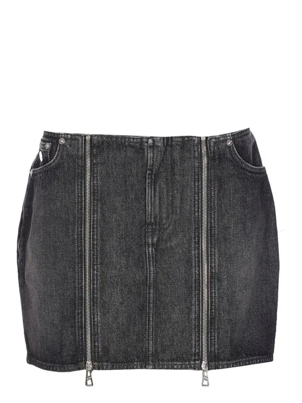 Jean Paul Gaultier Front Zipped Denim Mini Skirt - Black