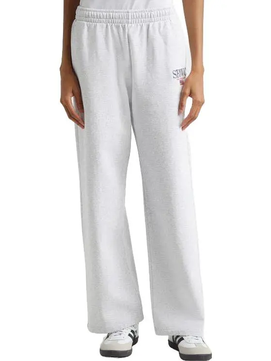 SPORTY & RICH Nautical Embroidery Wide Leg Sweatpants - Heather Gray