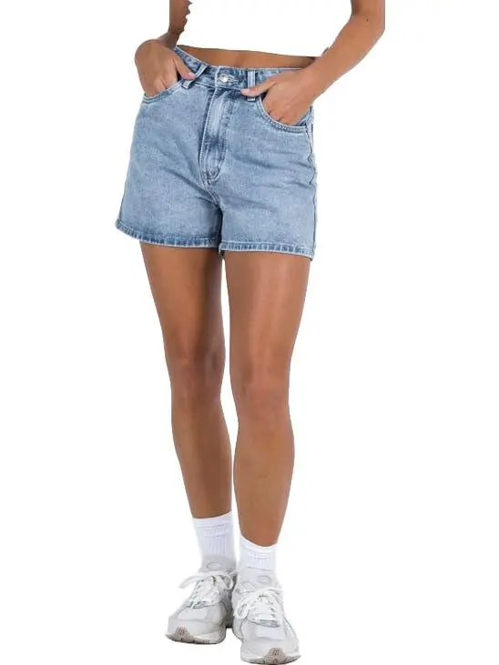 Princess Polly Tropicana High-waist Denim Shorts - Blue