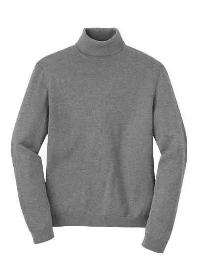 PAUL FREDRICK Supima Cotton Turtleneck - Medium Grey