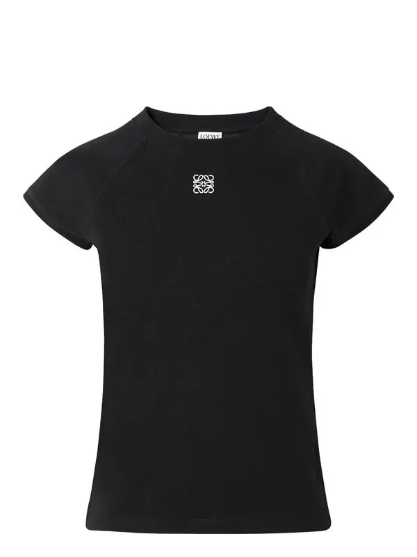 Loewe Anagram Embroidered Cotton-blend Jersey T-shirt - Black