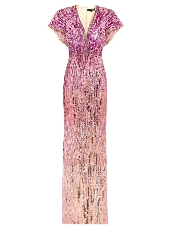 Jenny Packham Dusk Sequin-embellished Gown - Morganite