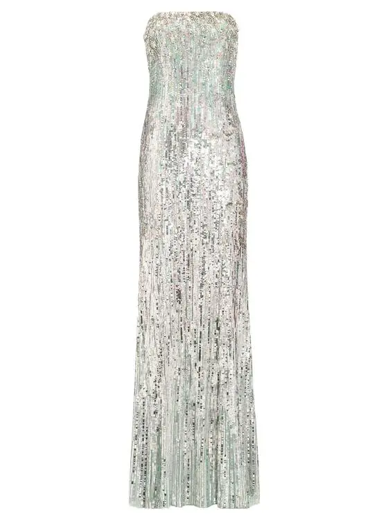 Jenny Packham Honesty Sequin-embellished Maxi Dress - Crystal Aqua