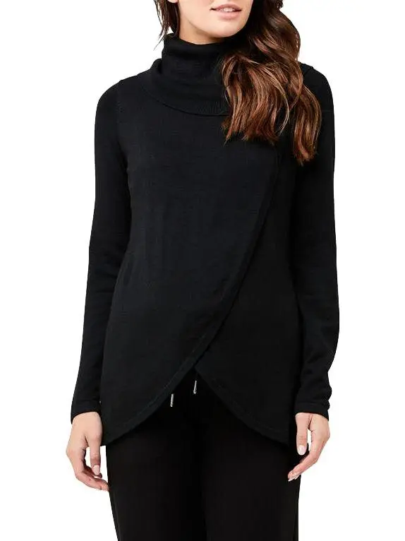 RIPE MATERNITY Cowl Neck Sweater With Nursing Access - Black