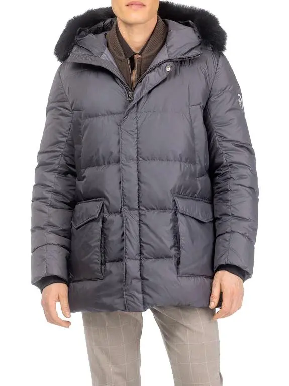 Gorski Apres-ski Jacket With Detachable Genuine Shearling Hood Trim - Anthracite/black