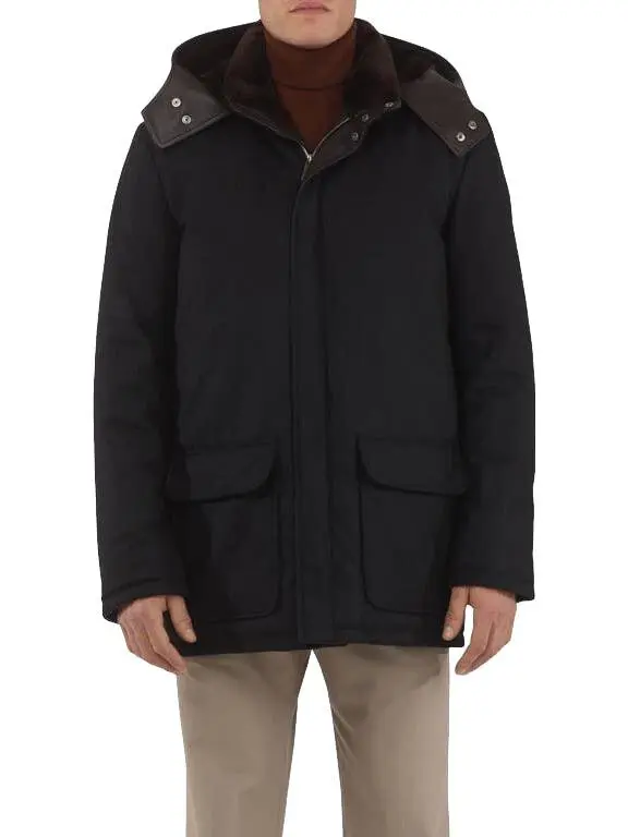 Gorski Wool And Cashmere Blend Parka With Shearling Lining - Black/brown