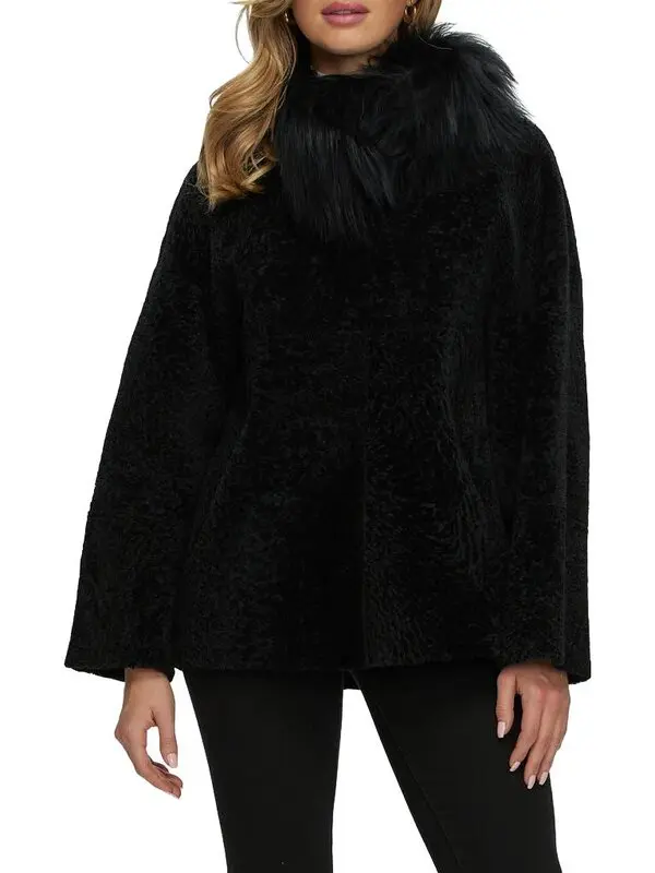 Gorski Reversible Shearling Jacket With Shearling Collar - Black