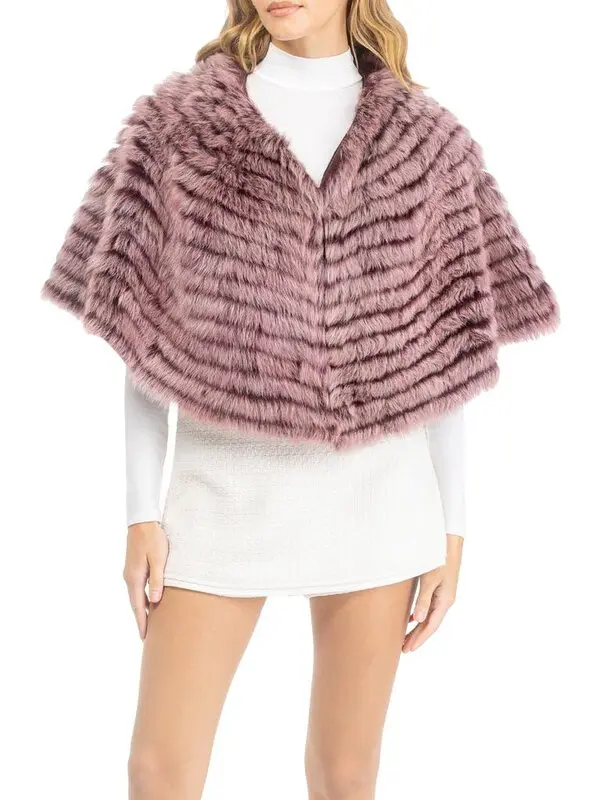Gorski Genuine Shearling Layered Capelet - Burgundy Brisa