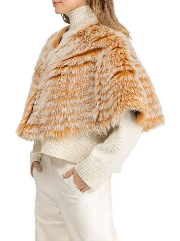 Gorski Genuine Shearling Layered Capelet - Orange Brisa